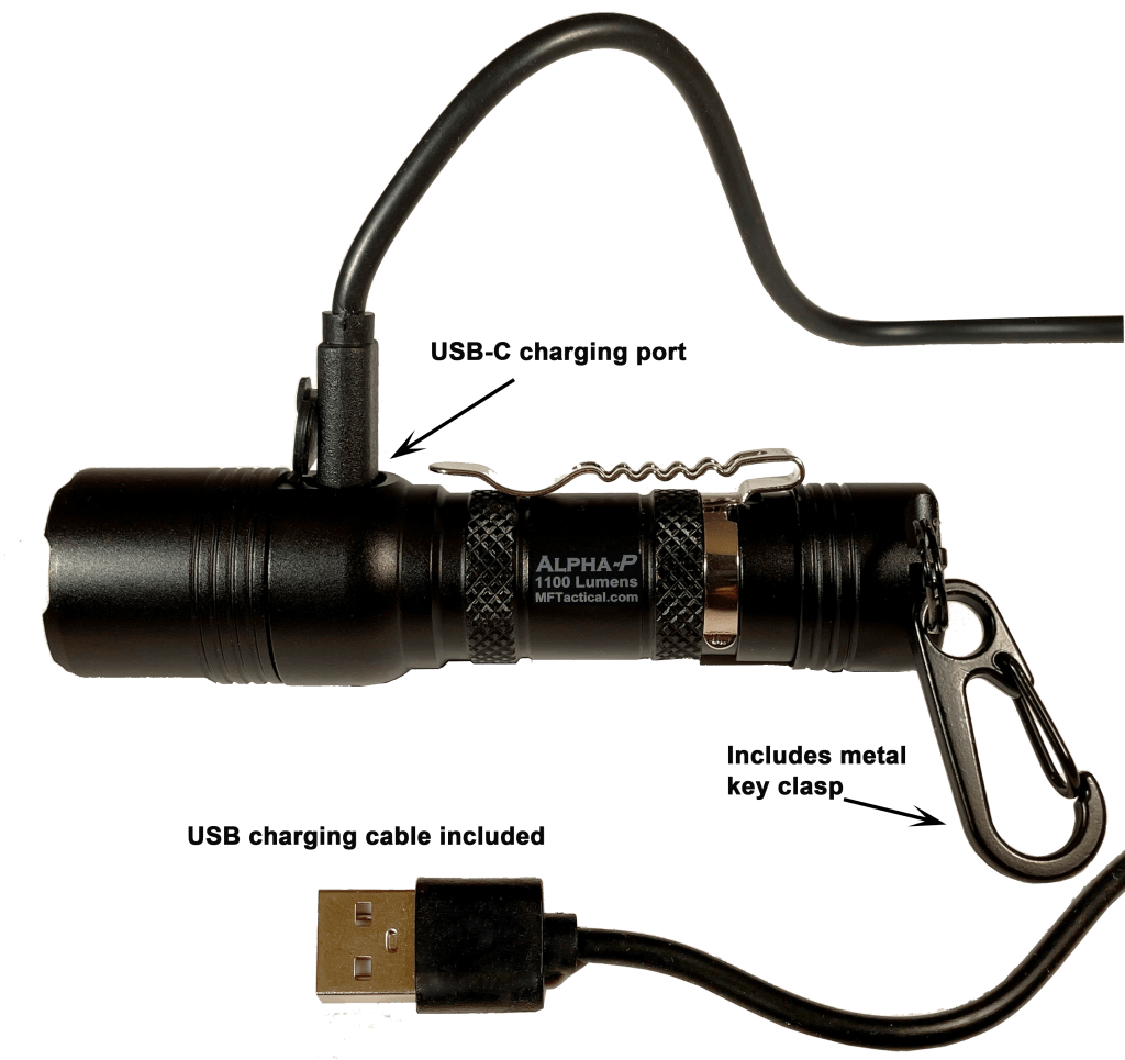 Alpha-P Programmable USB Rechargeable Pocket LED Flashlight